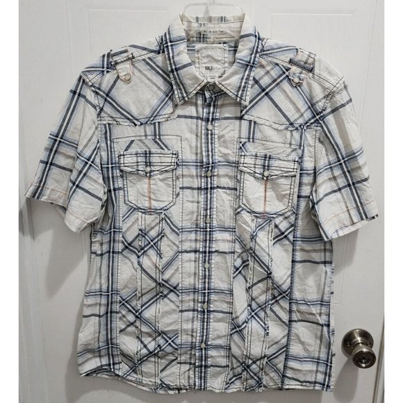 Buckle | Shirts | Bke Buckle White Gray Plaid Short Sleeve Athletic Fit ...